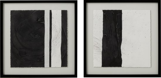 J-Line kader Strepen - glas - zwart/wit - 2 stuks | bol