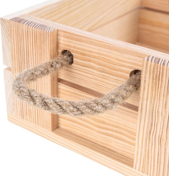 Creative Deco Houten Doos | 25 x 19 x 10 cm | Handvat gemaakt van jute ...