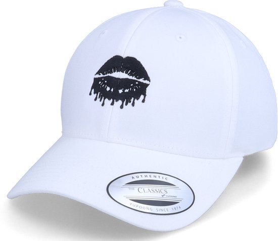 Hatstore- Dripping Lips Curved White Adjustable - Iconic Cap | bol