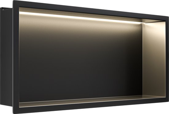 Mat Zwart RVS Inbouwnis 30x60x10cm met LED verlichting - Inbouwnis ...