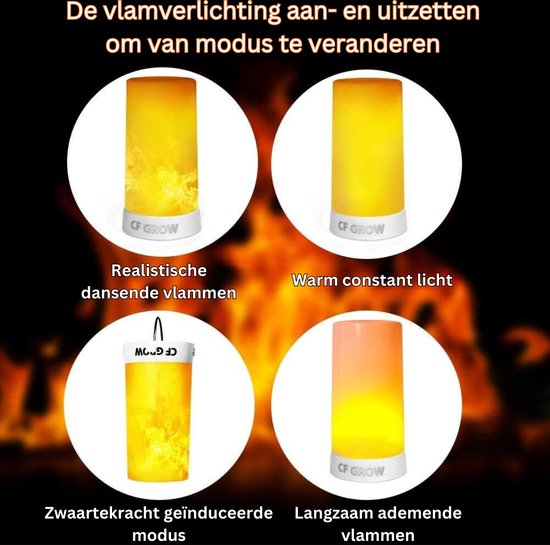 Ledlamp met vlameffect - USB-oplaadbare batterij, lamp voor open haard ...