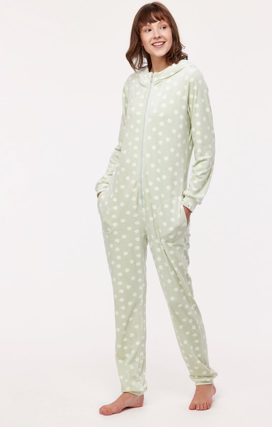 Woody Studio onesie velours meisjes/dames - muntgroen - bolletjes - 232 ...