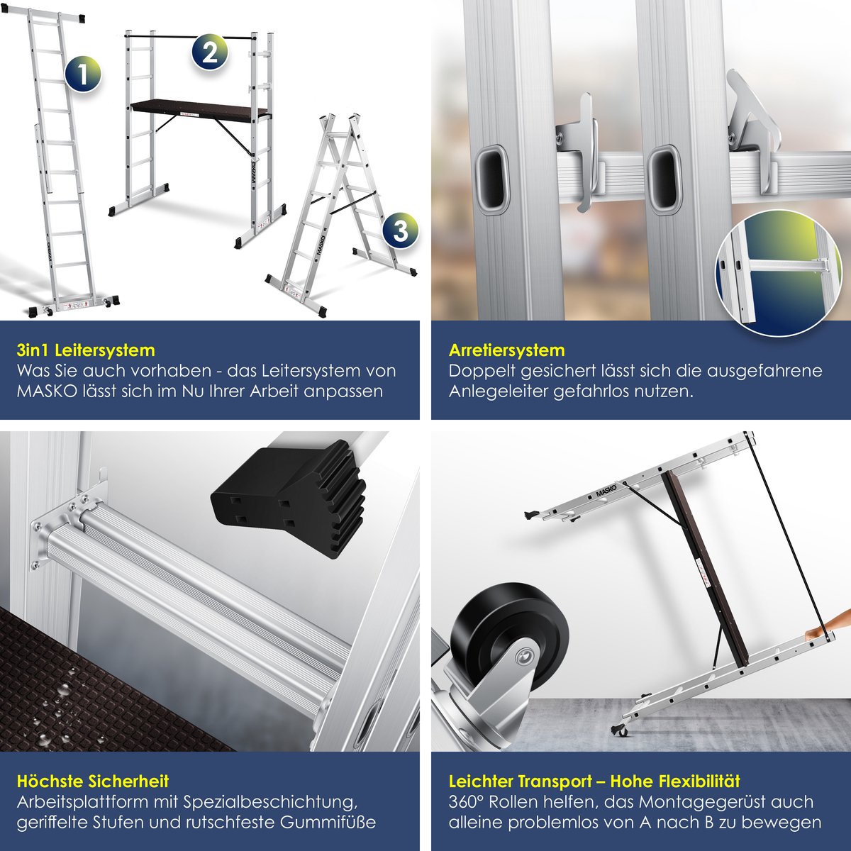 Masko® Kammersteiger Aluminium Steiger Multifunctionele Ladder ...