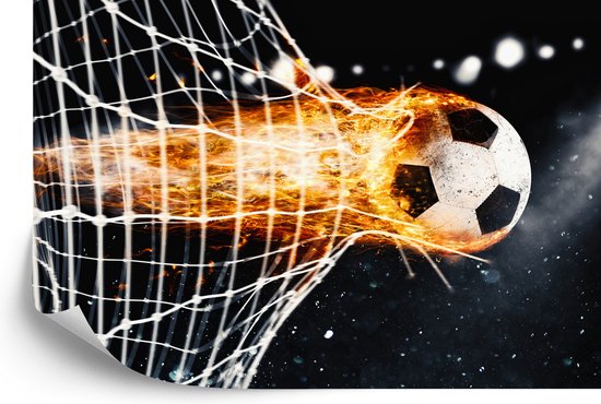 Fotobehang Brandende Bal Die Het Doel Vernietigt | bol