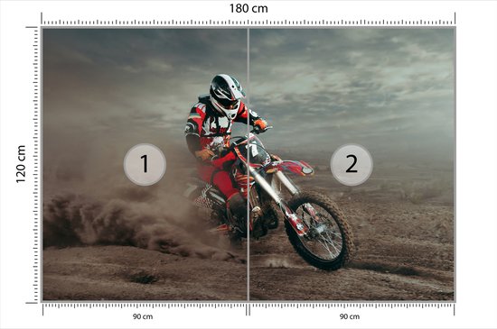 Fotobehang Motorcrosser In De Woestijn | bol