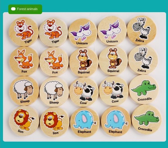 Memory Spel - Houten Memory - Geheugen Spel - Breinbreker - Educatief ...