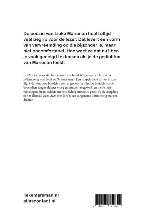 Man met hoed, Lieke Marsman | 9789493304161 | Boeken | bol