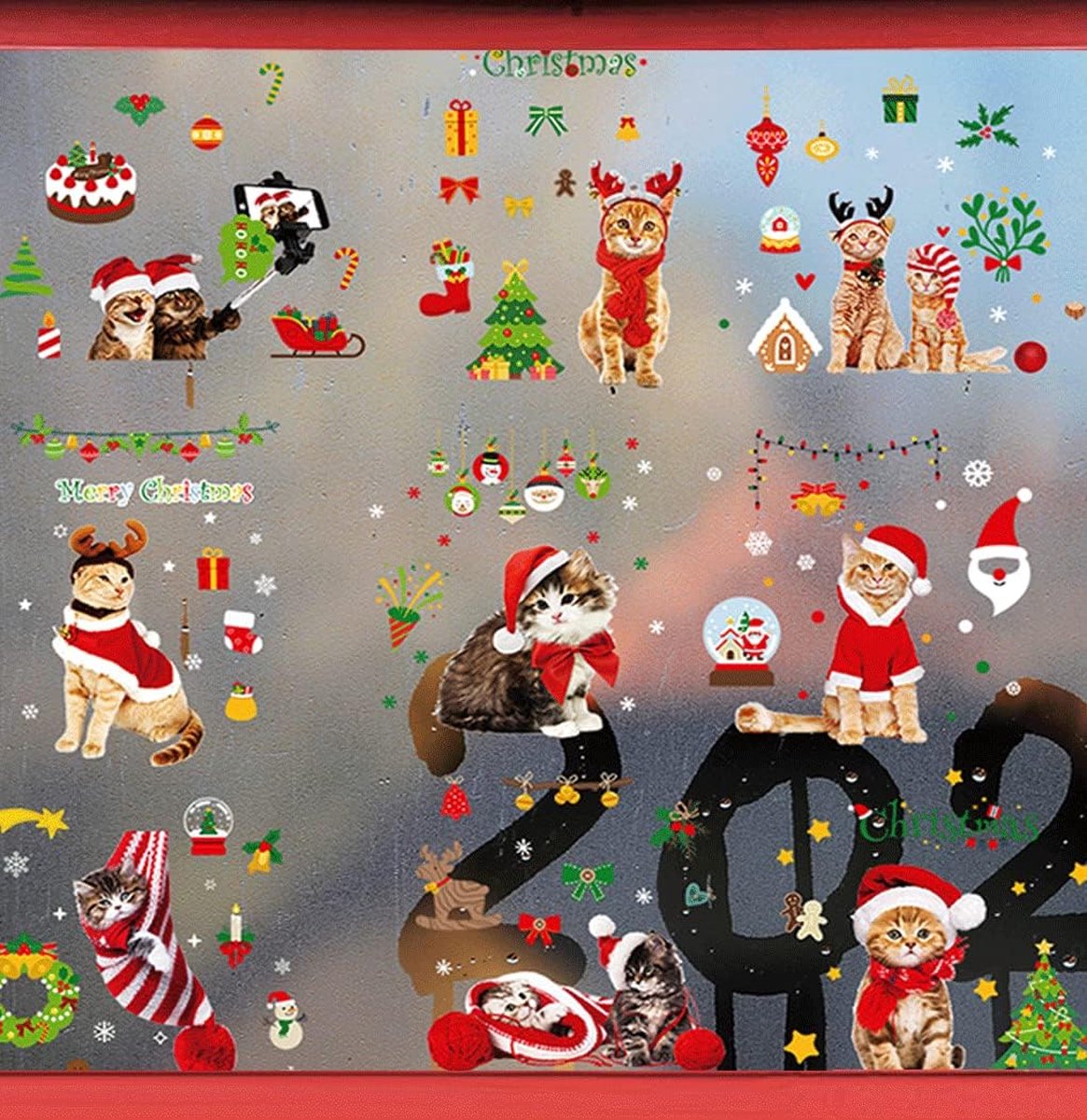 Kerstdecoratie, raamafbeeldingen, Kerstmis, raamstickers, zelfklevende ...
