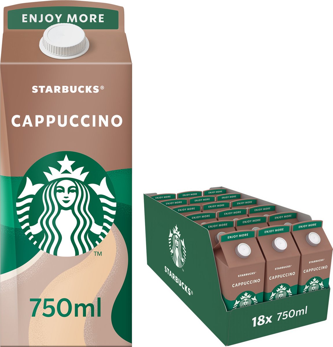 Starbucks Multiserve cappuccino ijskoffie - 18 x 750ml | bol