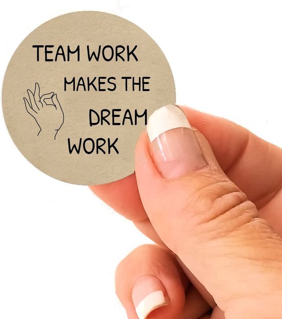 Kraft stickers Team work makes the dream work- Personeel bedank cadeau ...