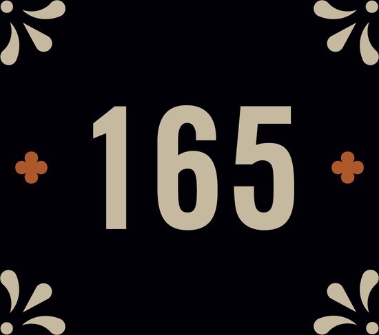 Huisnummerbord nummer 165 | Huisnummer 165 |Zwart huisnummerbordje ...