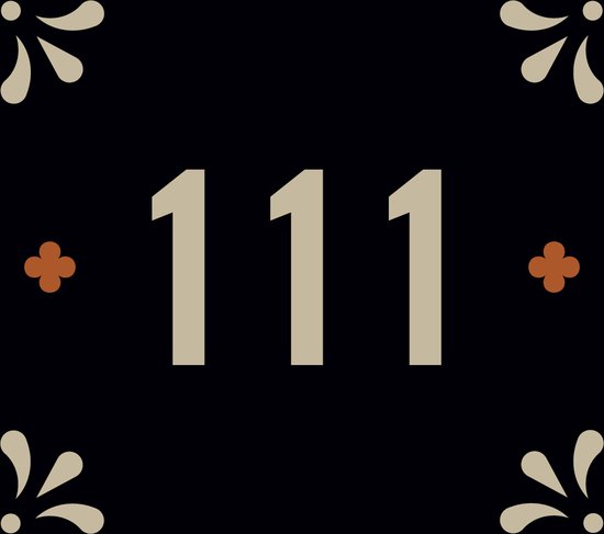 Huisnummerbord nummer 111 | Huisnummer 111 |Zwart huisnummerbordje ...