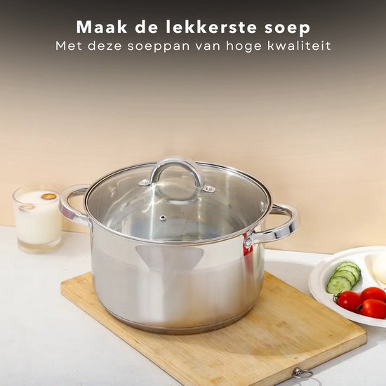 Cheqo® Soeppan XXL - Kookpan - RVS - 15L - 30cm Diameter - 23cm Hoogte ...