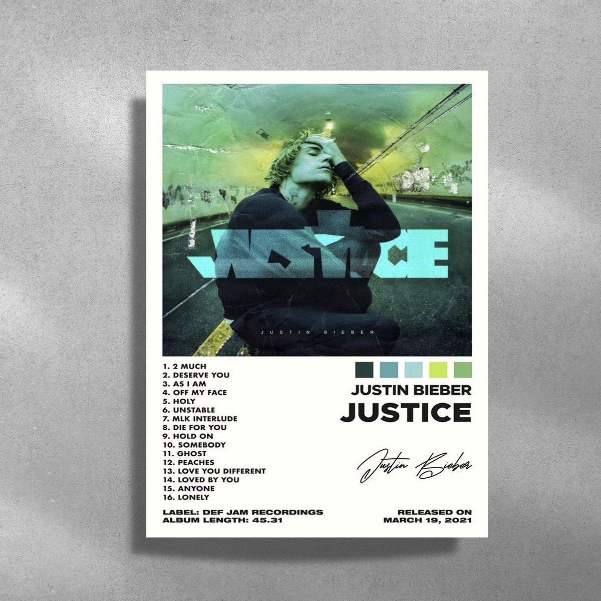 Justin Bieber - metalen poster - Justice - album cover - 30x40cm | bol.com