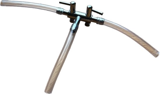 Luchtslang Kraan - T stuk met 2 kranen - Metaal - Kraan voor luchtslang ...