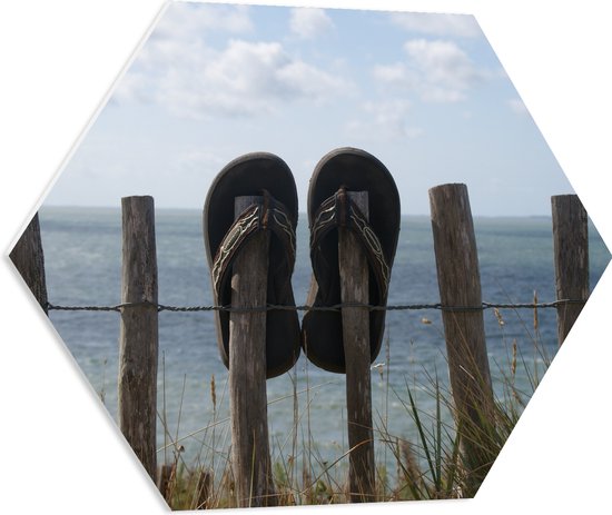 PVC Schuimplaat Hexagon - Slippers - Hek - Strand - Zee - Hout - 60x52 ...