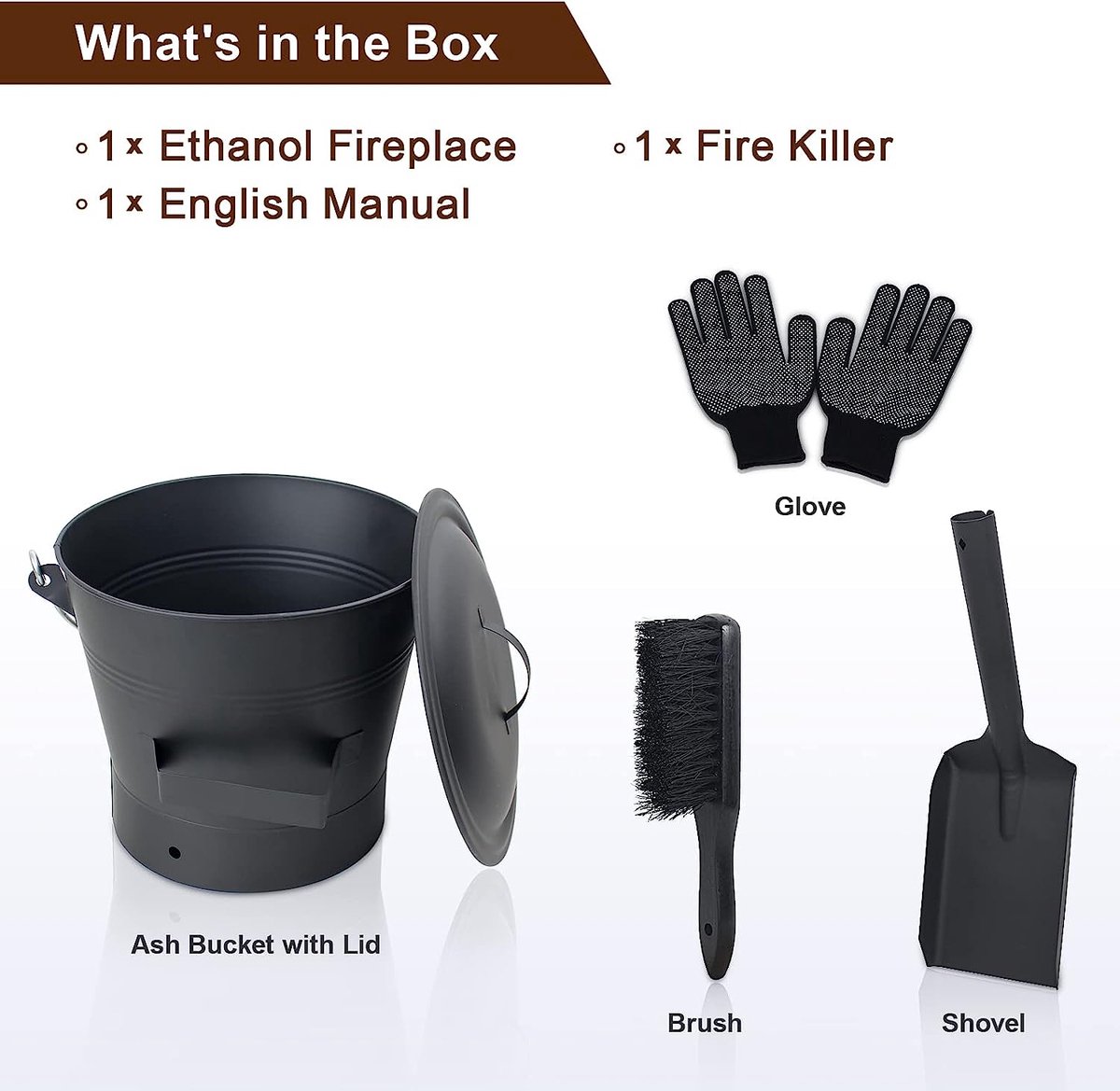 Asemmer met deksel, ronde kolenemmer voor open haarden, 10 liter emmer ...