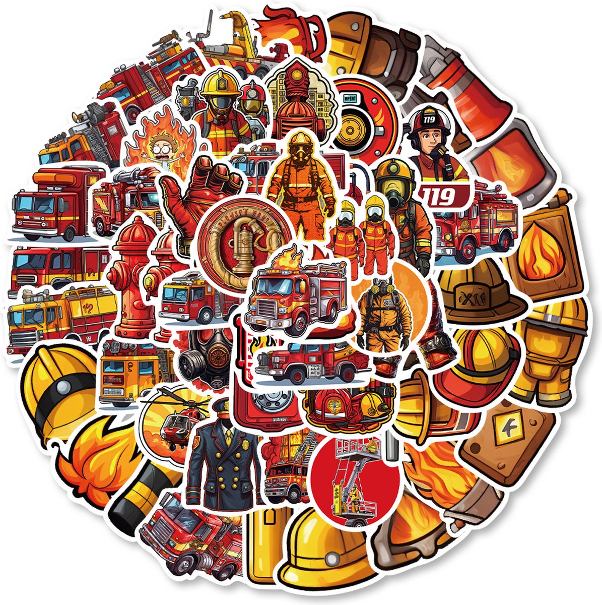 Brandweer Stickers voor Kinderen en Volwassenen - Set 61 stuks - 4x5CM ...