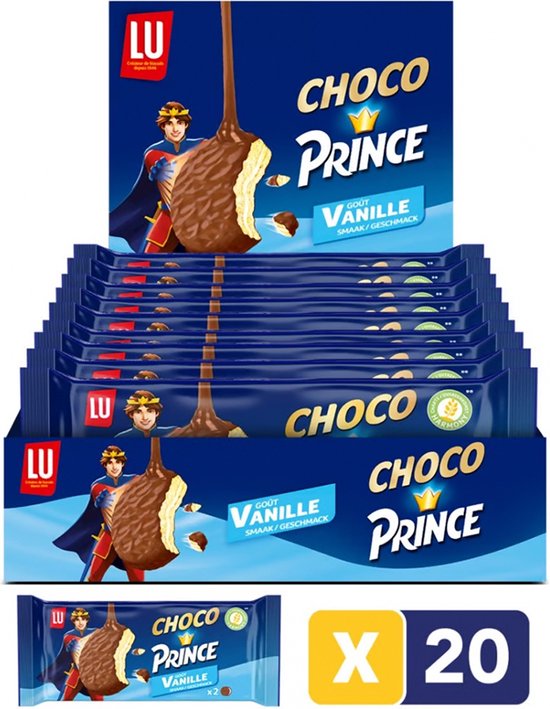 Choco Prince vanille duo - gevulde koeken met vanille - 57g x 20 | bol