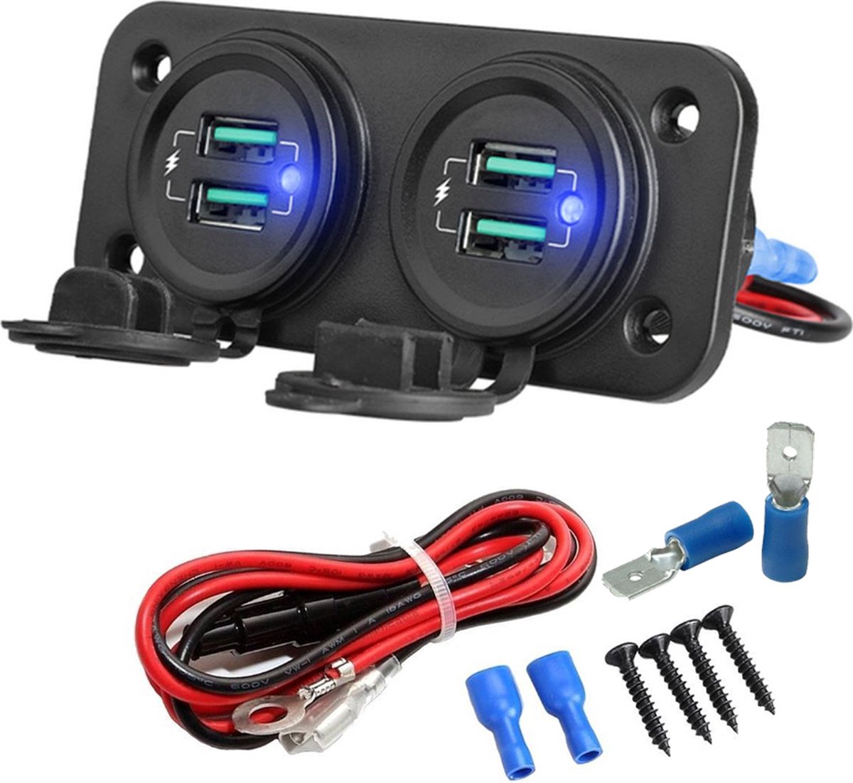 Orbit Electronic® Universele Dual USB stopcontact QC3.0 + Verlengkabel ...