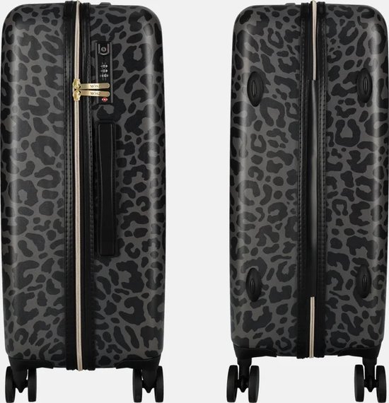 Mosz koffer met print - Lauren - 66 cm - Zwart panterprint - 65 liter | bol