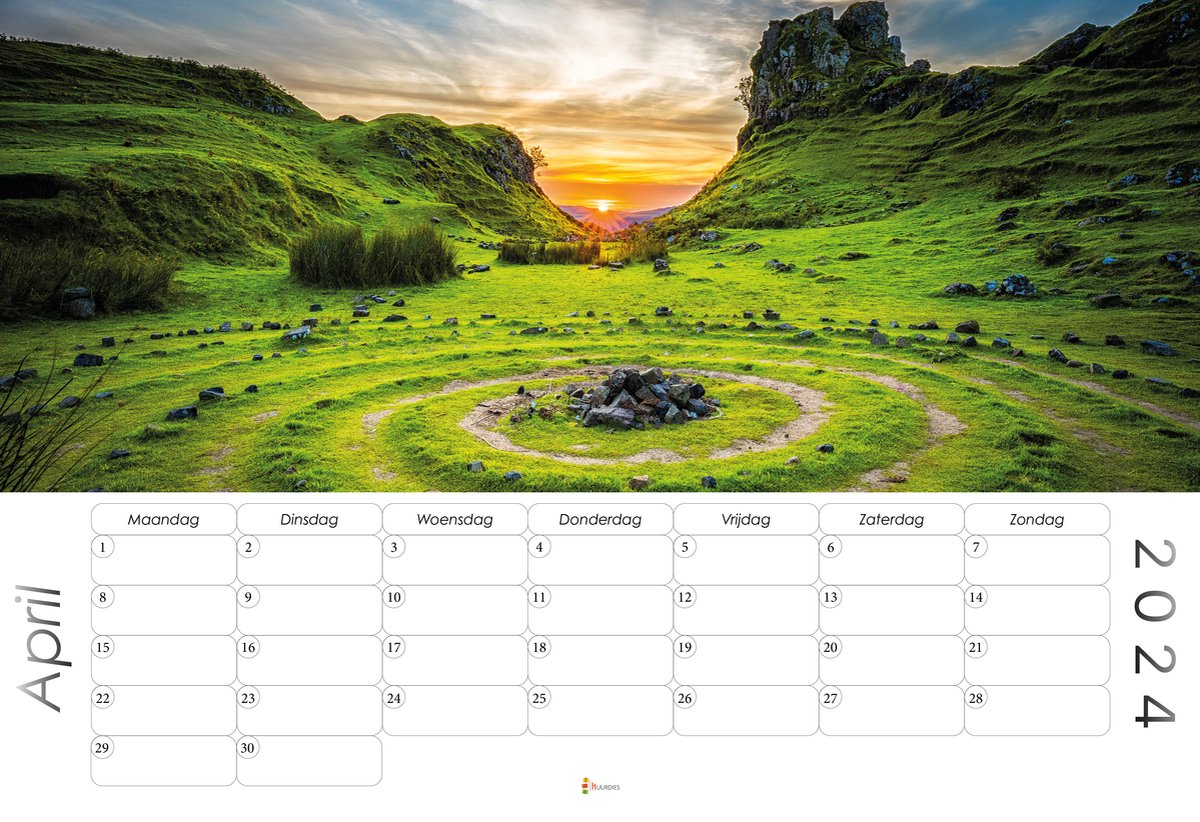 Huurdies - Landschap Kalender - Jaarkalender 2024 - 35x24 - 300gms ...