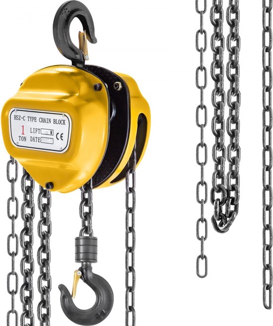 Rateltakel Kettingtakel Kettingbloktakel 1Ton Handmatig Kettingblok met 3M Staalkabel | bol