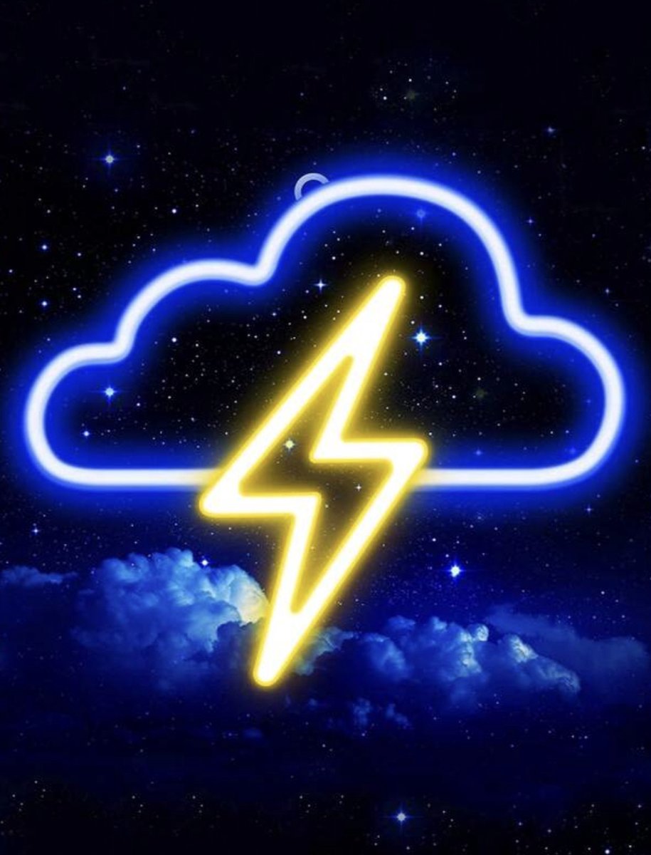 Neon verlichting wolk met bliksem - Wolk - Bliksem - Neon wandlamp ...