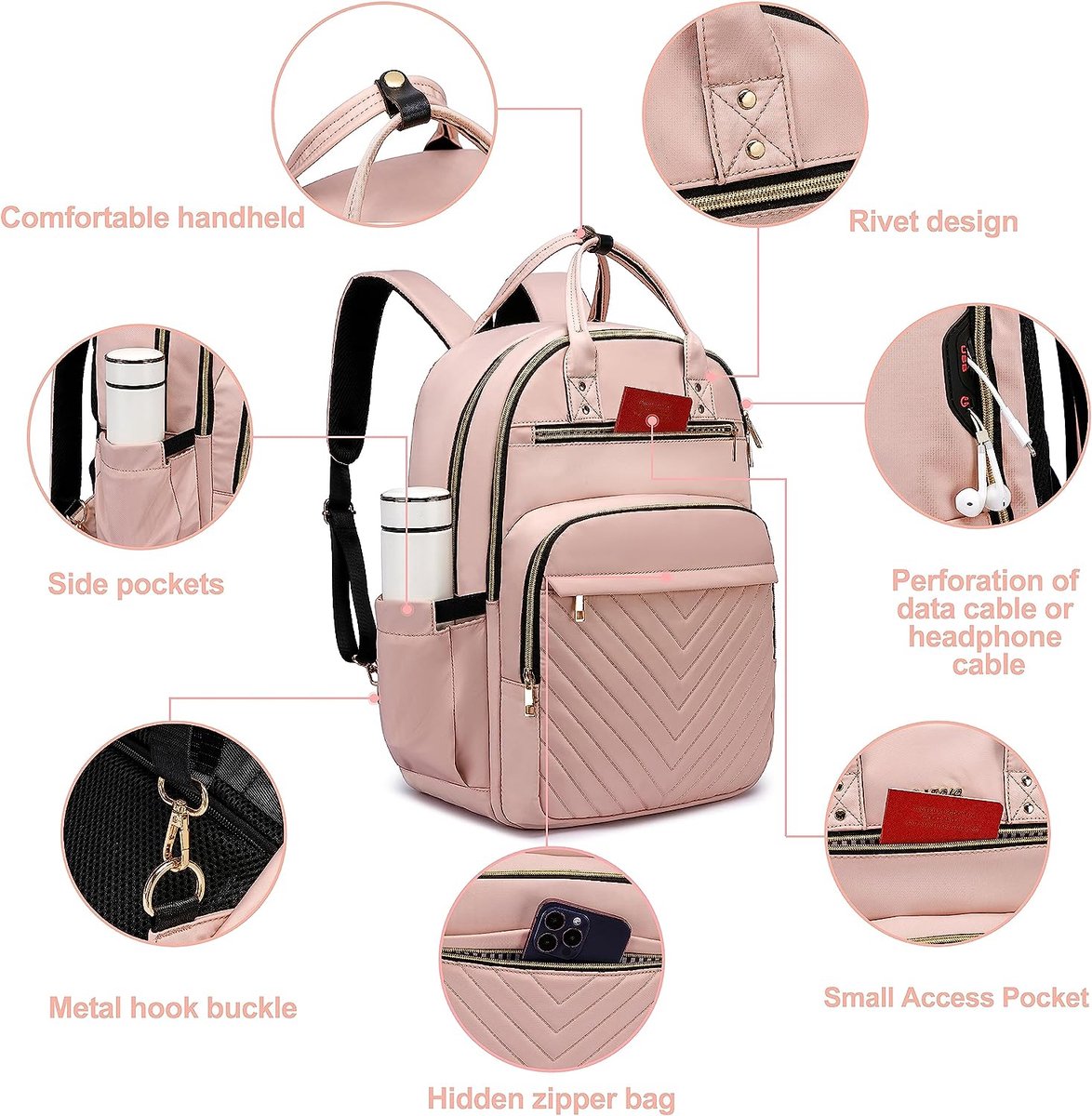 Cafele Reis Laptop Rugzak - Rugzak met usb poort - Rugtas Dames - Grote ...