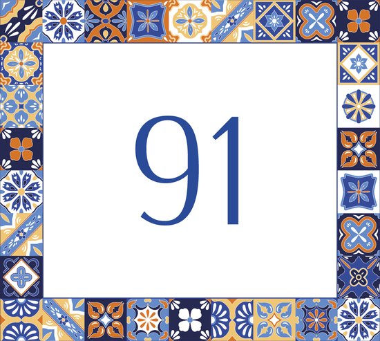 Huisnummerbord nummer 91 | Huisnummer 91 |Klassiek huisnummerbordje ...