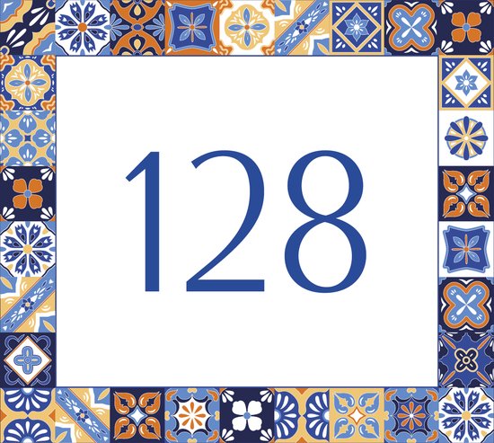 Huisnummerbord nummer 128 | Huisnummer 128 |Klassiek huisnummerbordje ...