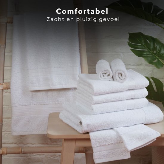 Cheqo® Handdoeken Set - Set van 2 Stuks - Wit - 70 x 140 cm - 100% ...