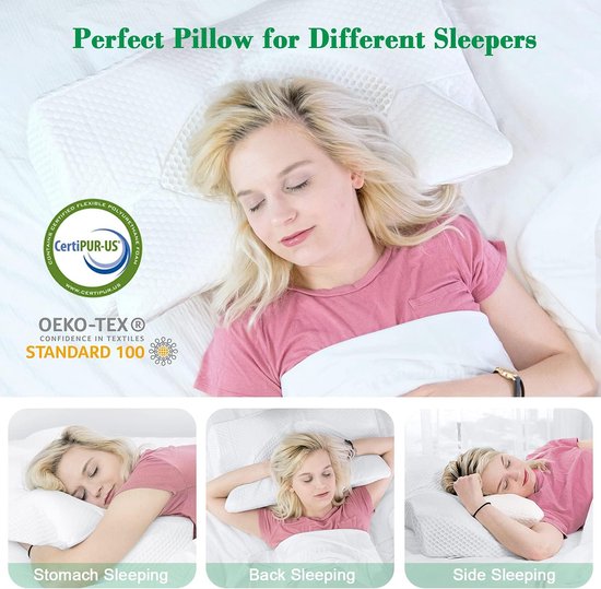 cervicaal orthopedisch kussen van traagschuim, uitneembaar ergonomisch nekkussen voor... | bol