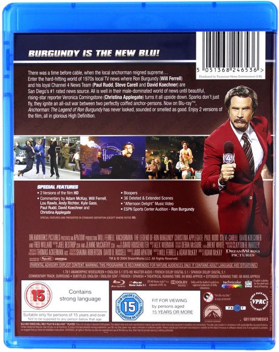 Anchorman: The Legend of Ron Burgundy [Blu-Ray] (Blu-ray), Steve Carell ...