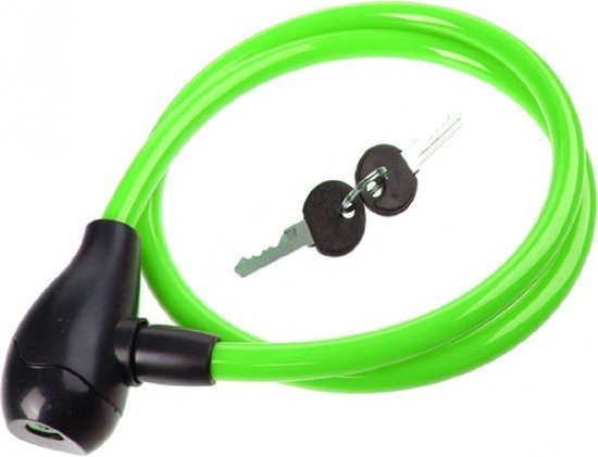 Fietsslot/kabelslot - groen - kunststof coating - 100 cm - Slot voor de ...