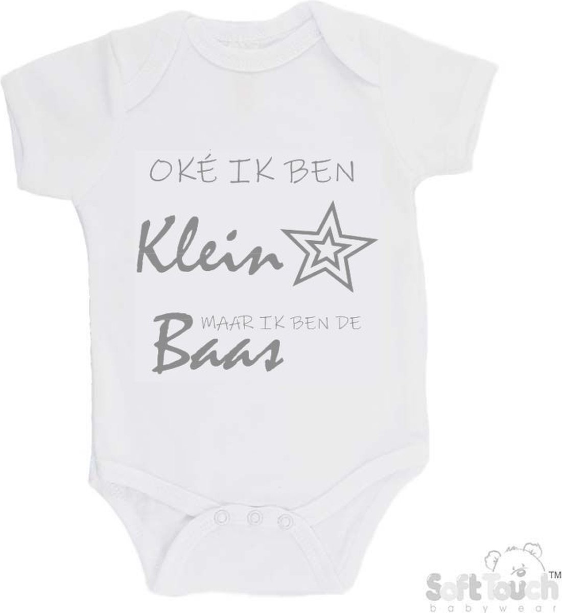 100% katoenen Romper "Oke ik ben klein maar ik ben de baas" Unisex ...