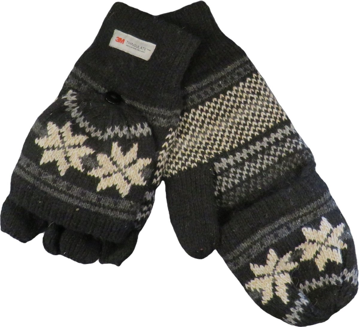 Thinsulate handschoen dames met halve vingers - 30% wol met knoop | bol.com