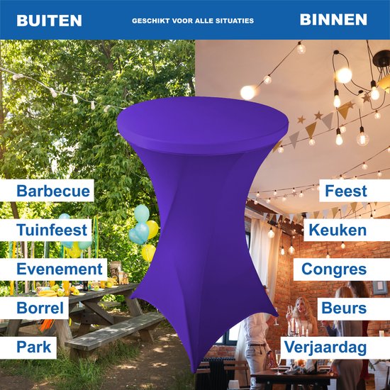 Statafel x 2 + Statafelrok Paars x 2 - ∅ 80-85 x 110 cm – Statafels Inklapbaar –... | bol