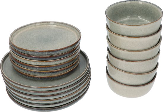 6 persoons 18-delig Serviesset Terre Zand Geglazuurd Keramiek | bol