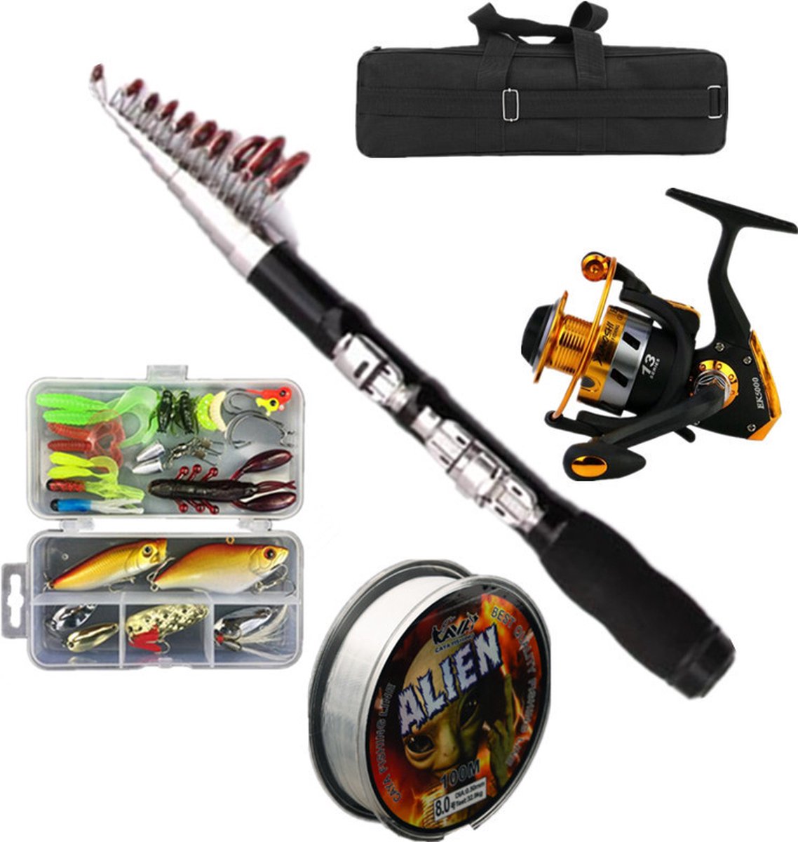 Vishengel set - Telescopische vishengel 1.9 m - Set incl. benodigde ...