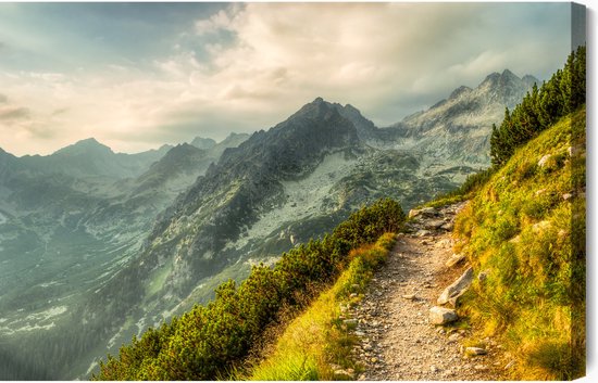 Schilderijkoning - Canvas Schilderij Het Pad In De Bergen - 120 x 80 cm | bol