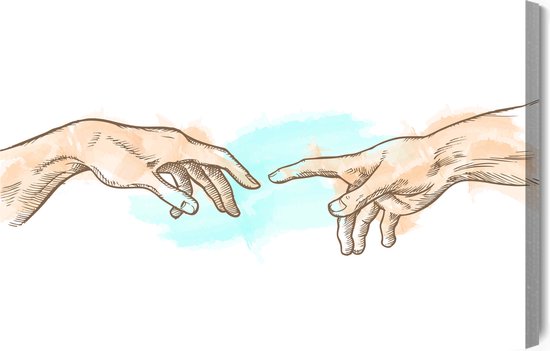 Schilderijkoning - Canvas Schilderij De Schepping Van Adam In Aquarel ...