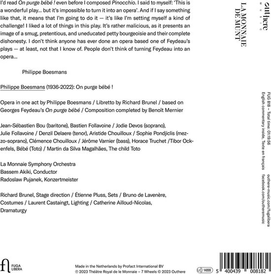 La Monnaie Symphony Orchestra, Bassem Akiki - Boesmans: On Purge Bebe ...