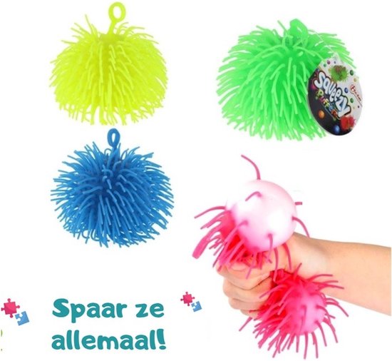Kneedbare fluffy stressbal geel 8 cm - Voor kinderen - Pompom bal ...