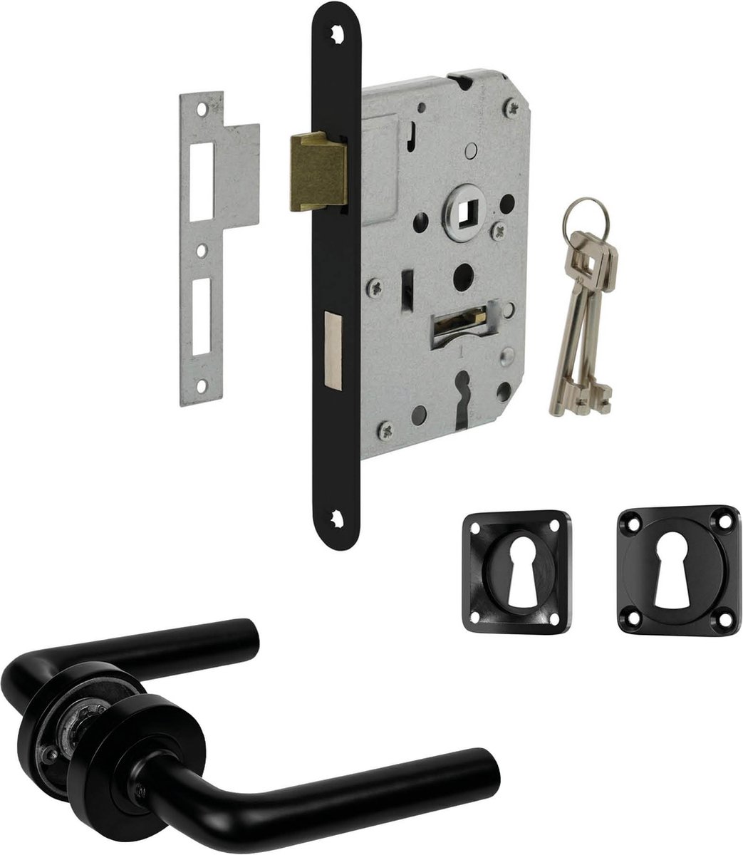 Moderne deurklink met slot, sleutelplaatjes en binnenwerk | bol