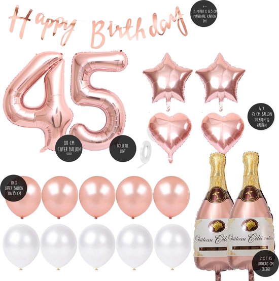 45 Jaar Verjaardag Cijferballon 45 - Feestpakket Snoes Ballonnen Pop The Bottles -... | bol