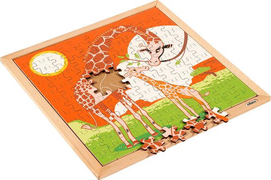 Educo Houten Kinder puzzel Giraffe 40x40cm - 121 stukjes - Houten ...