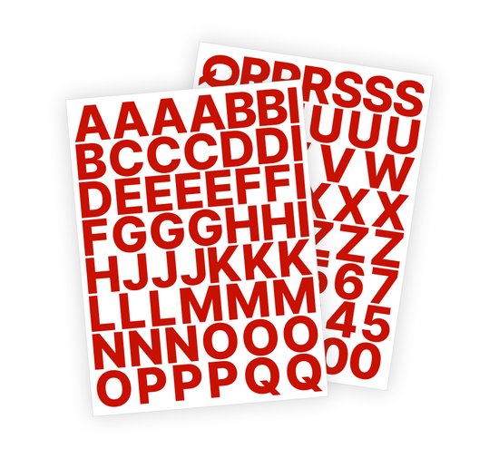 Letter stickers / Plakletters - Stickervellen Set - Rood - 3cm hoog ...