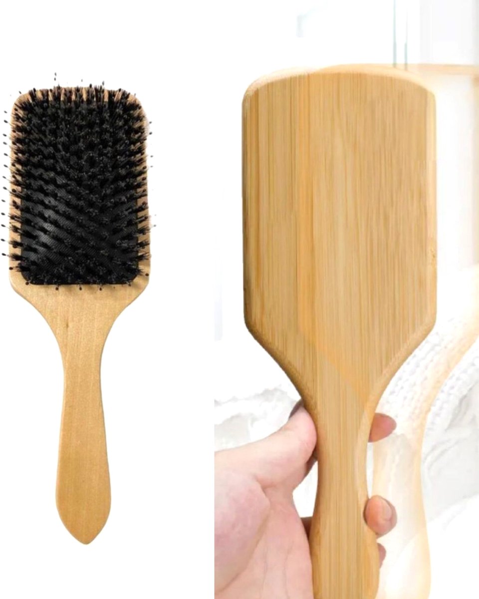 Frazimashop-Haarborstel - Hout - Natuurlijke Borstel - Anti Klit 25 x 8 ...