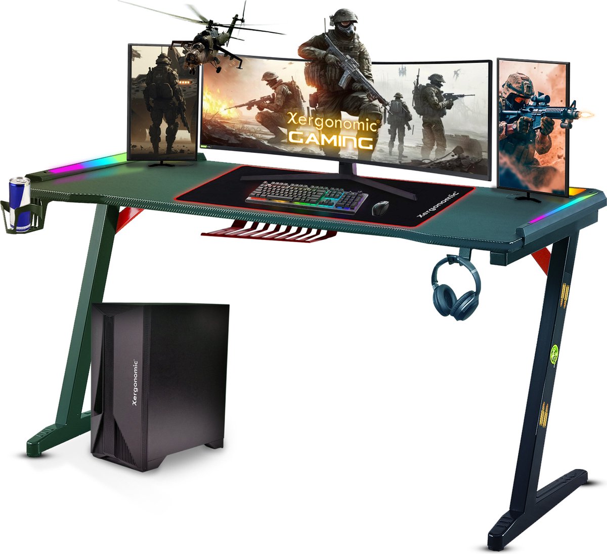 Xergonomic Hard2Kill Gaming Desk - Bureau de jeu ergonomique avec ...